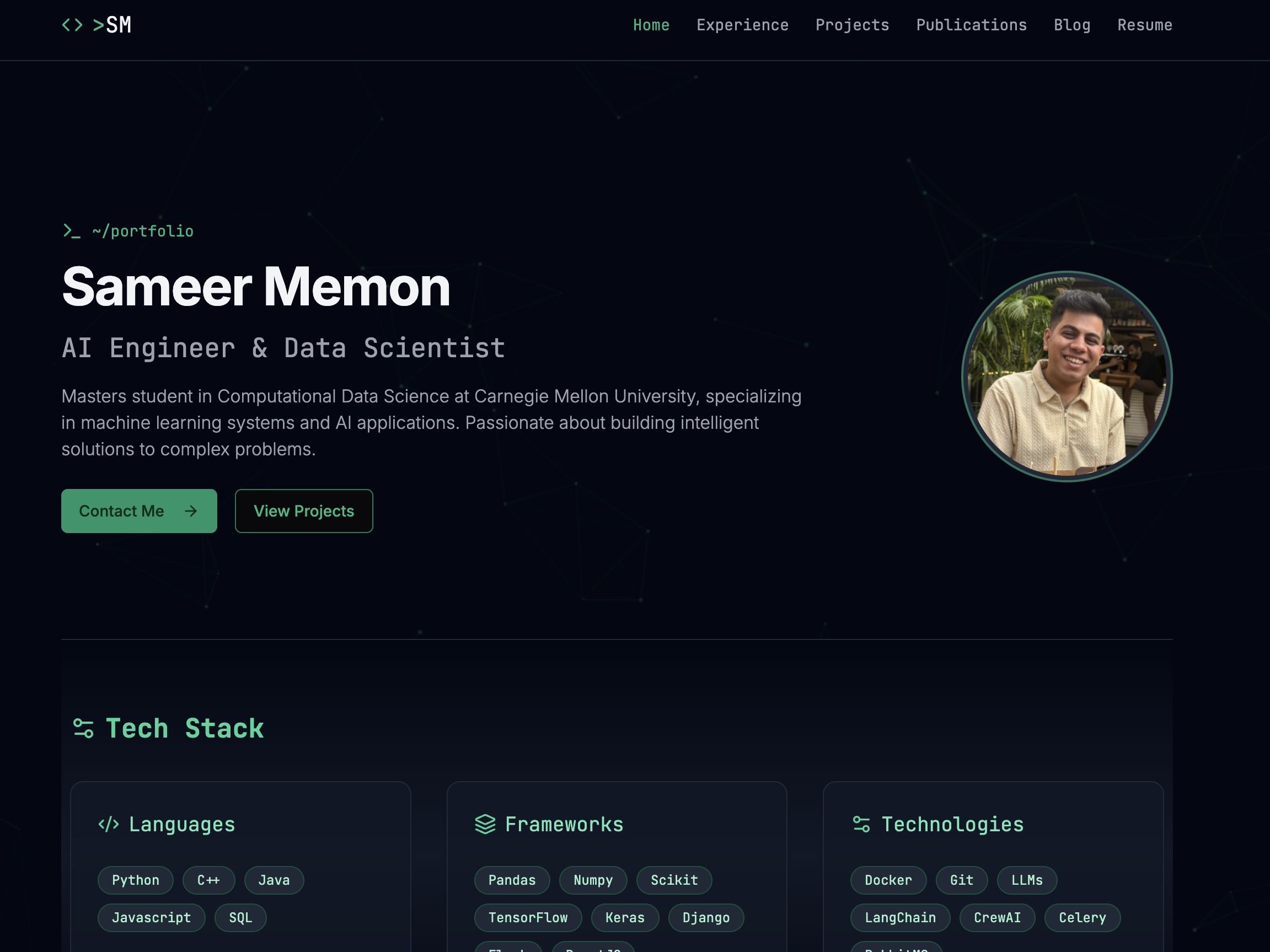 Sameer Memon | AI Engineer & Data Scientist Portfolio